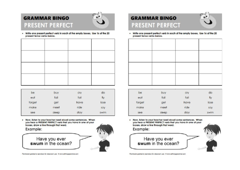 Present Perfect Simple - Bingo | PDF