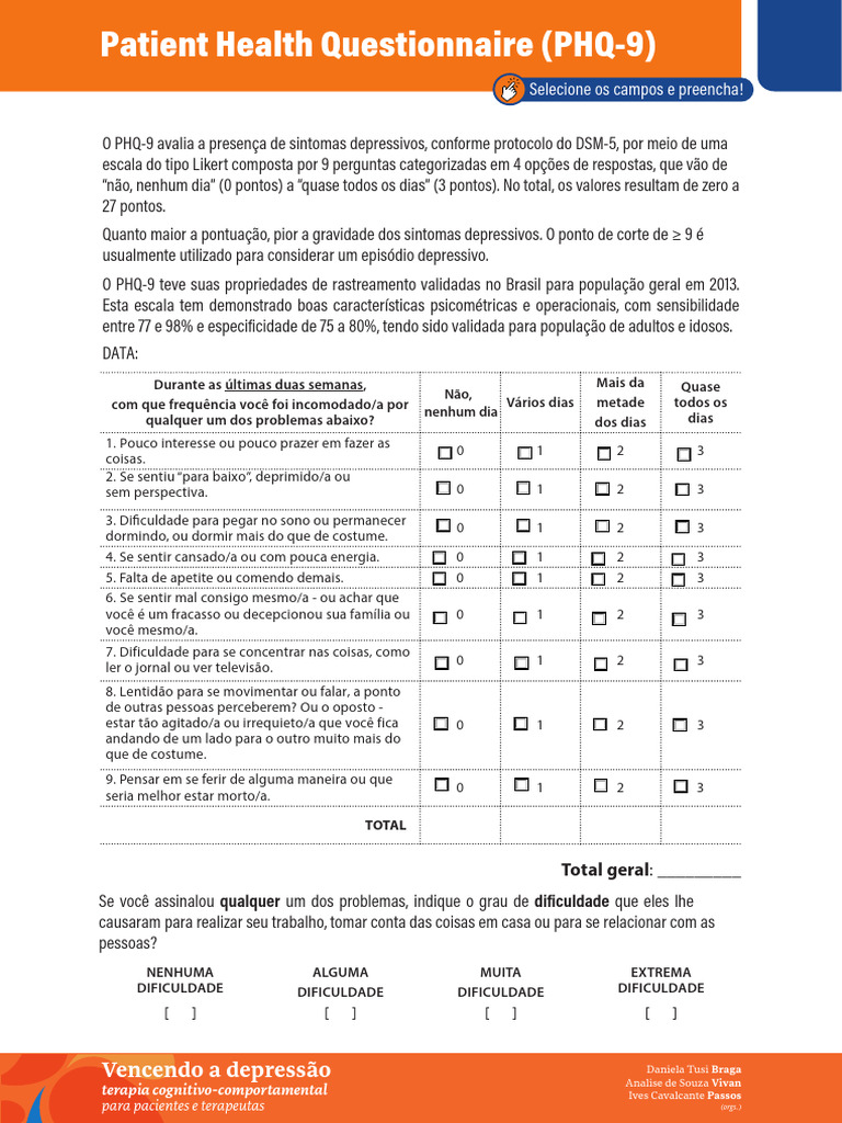 phq-9 | PDF | Depressão | Doenças e distúrbios