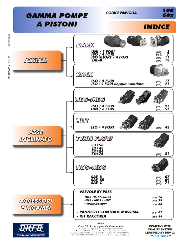 Catalogo de Bombas A Piston OMFB | PDF | Viscosity | Gas Technologies