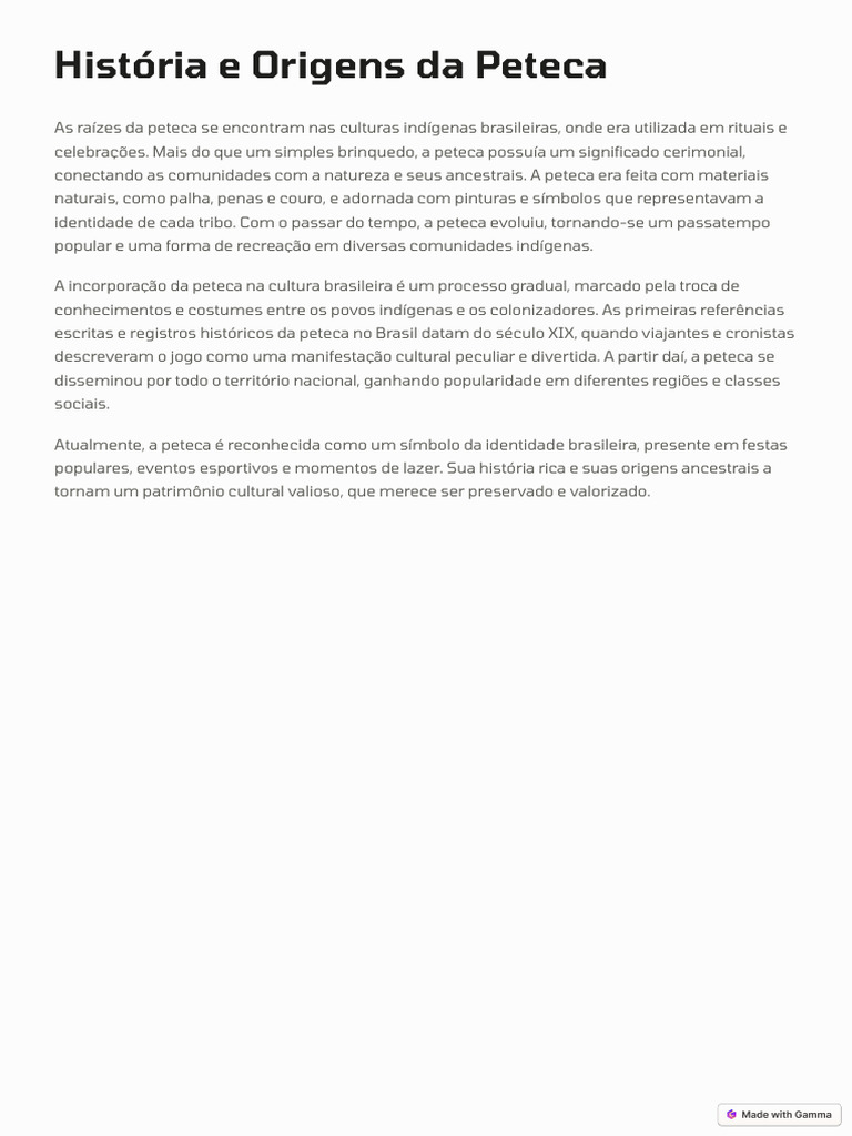 História e Regras da Peteca Brasileira | PDF