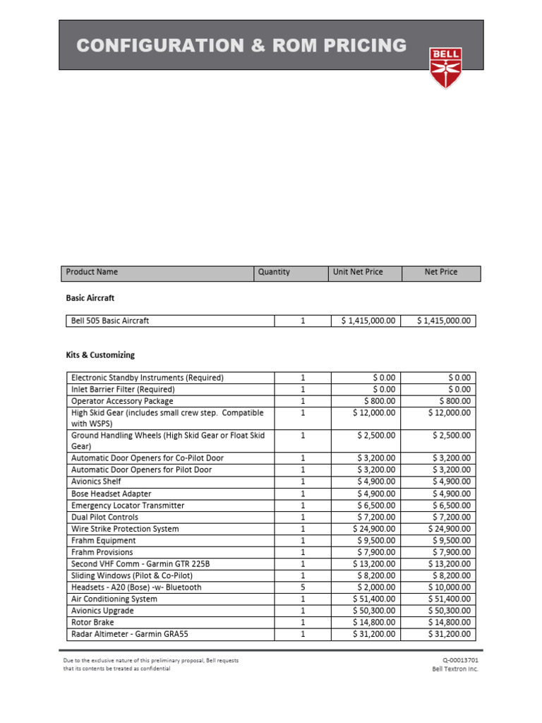Bell 505 Aircraft Specifications | PDF | Aerospace | Aviation