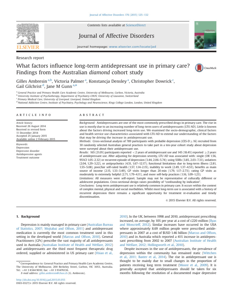 What Factors Influence Long Term Antidep | PDF | Major Depressive ...