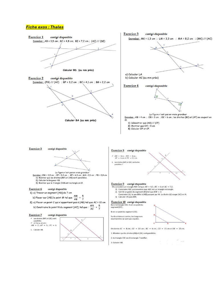 Fiche Exos Thales | PDF