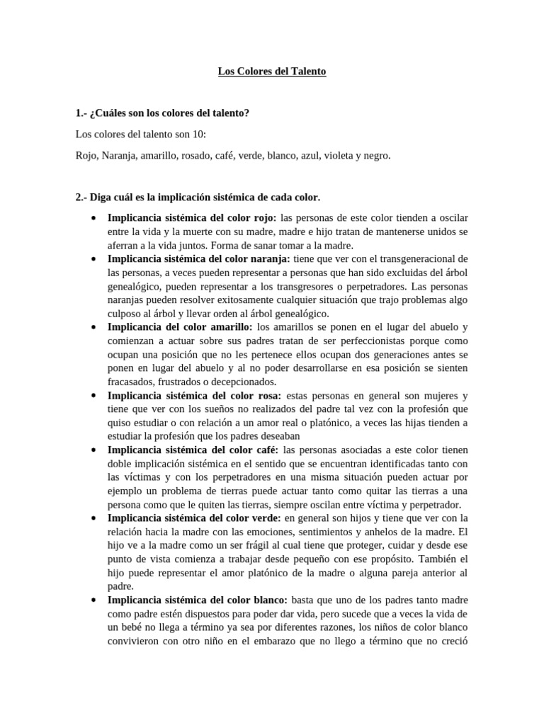 Implicaciones de los Colores del Talento | PDF | Color