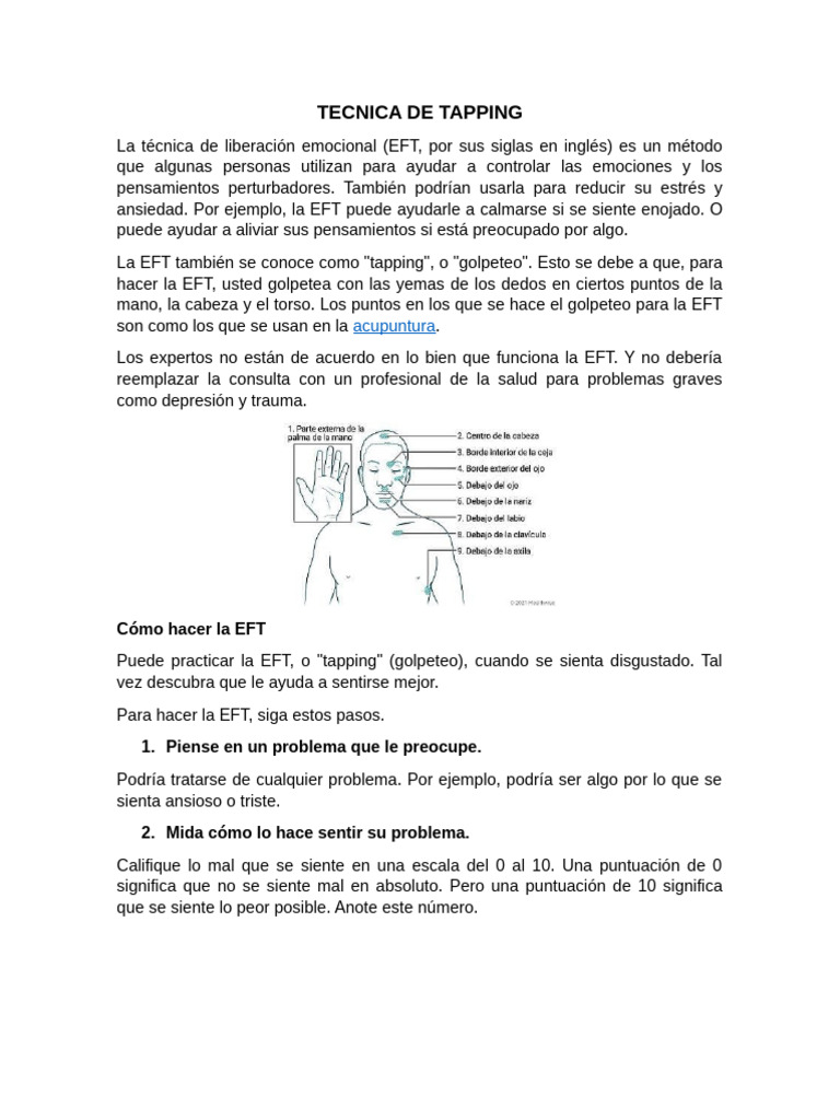 TECNICA DE TAPPING | PDF | Técnicas de libertad emocional | Sicología