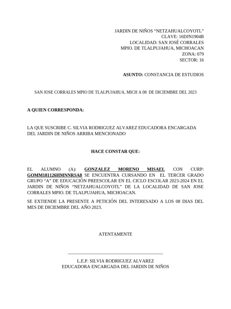 Constancia Formato | PDF