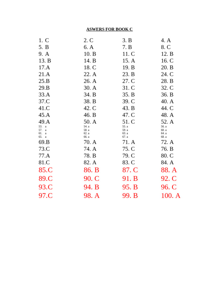 Aswers For Book C | PDF