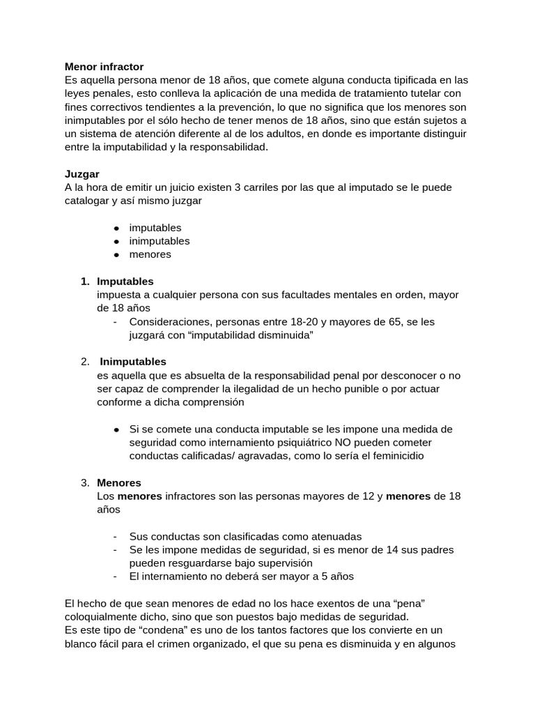 Menor Infractor | PDF | Crímenes | Crimen y violencia