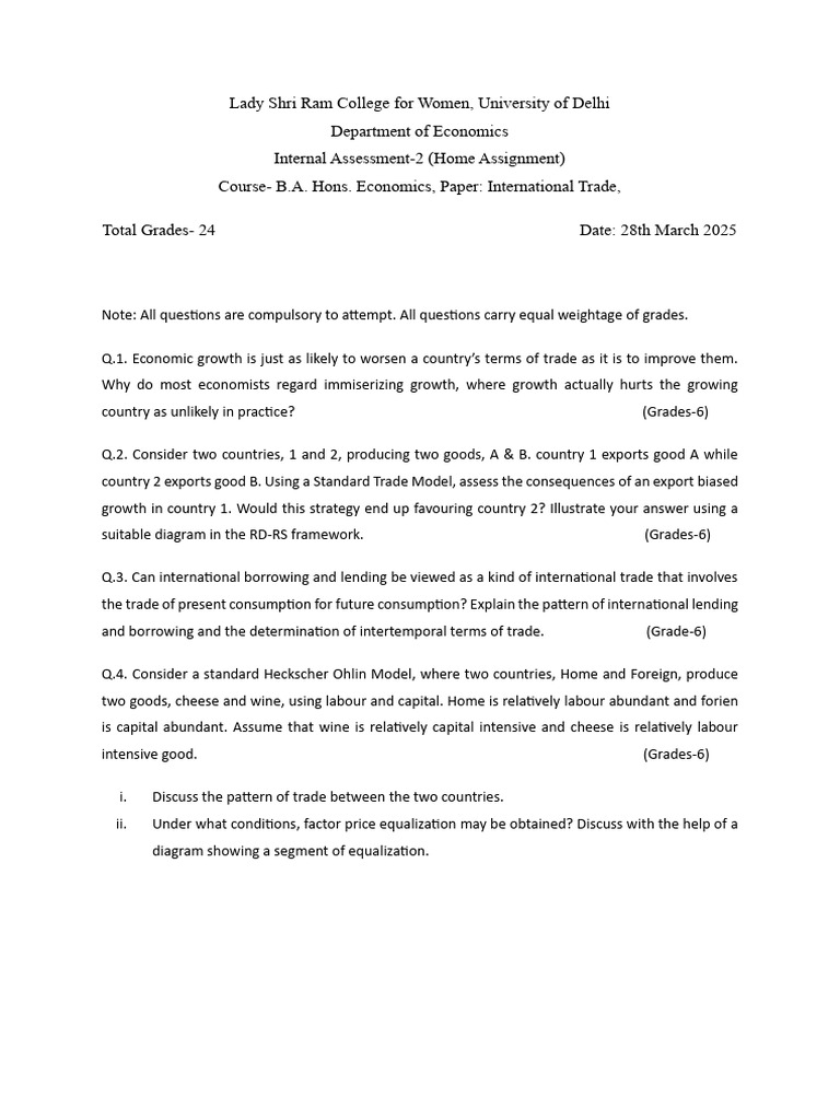 IA InternationalTrade Assignment 2025 | PDF