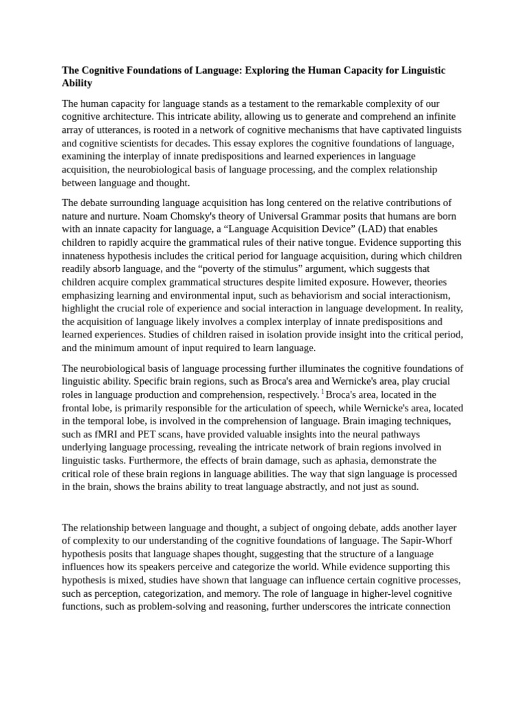 The Cognitive Foundations of Language | PDF | Language Acquisition ...