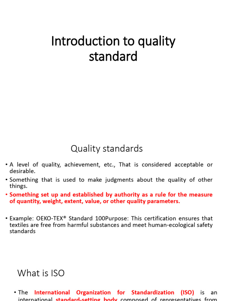 Introduction to Quality Standard | PDF | International Organization For ...