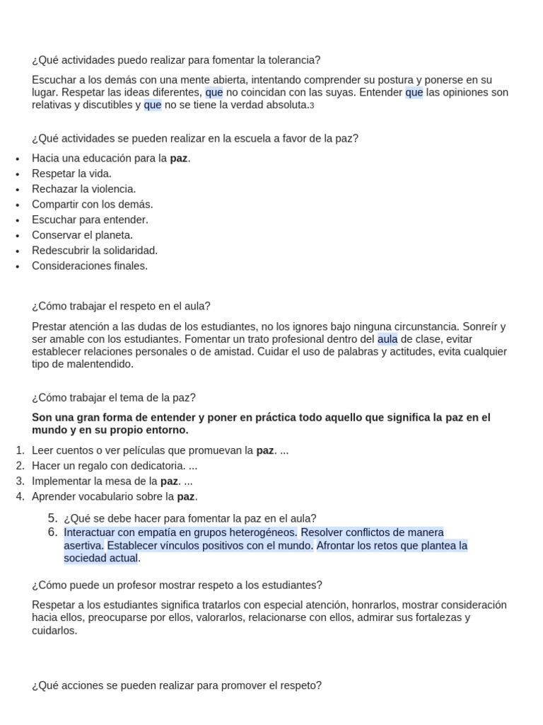 Actividad de Tolerancia | PDF | Educación Montessori | Violencia