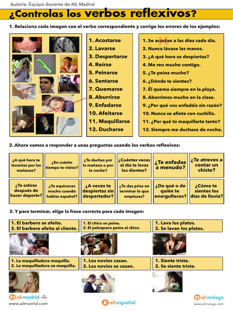 Ejercicios de Verbos Reflexivos en Español | PDF