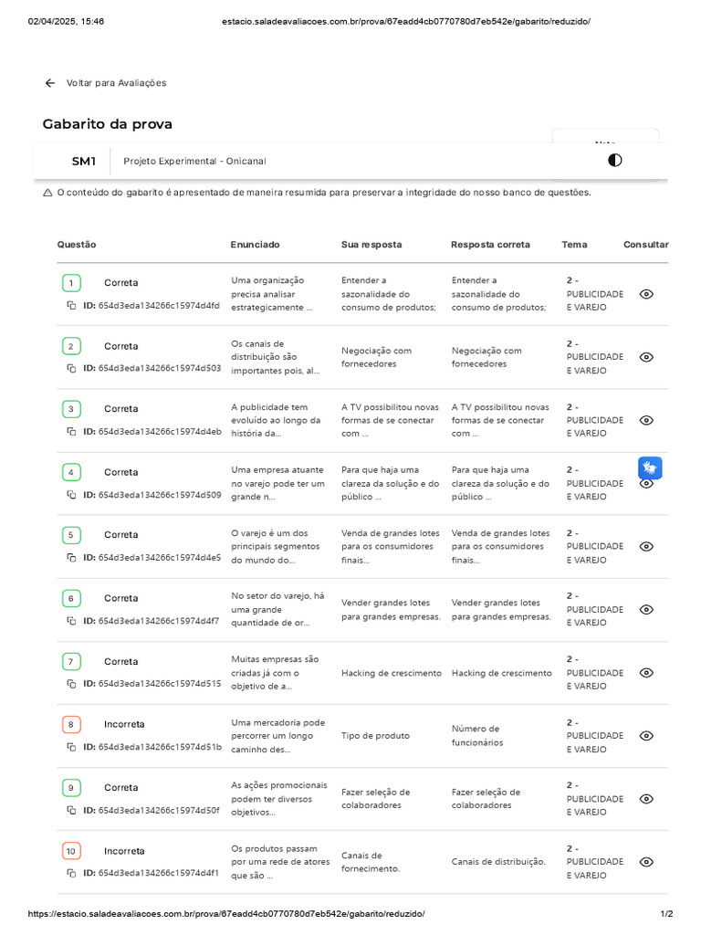 Simulado 1 - Projeto Onicanal | PDF | Publicidade | Economias