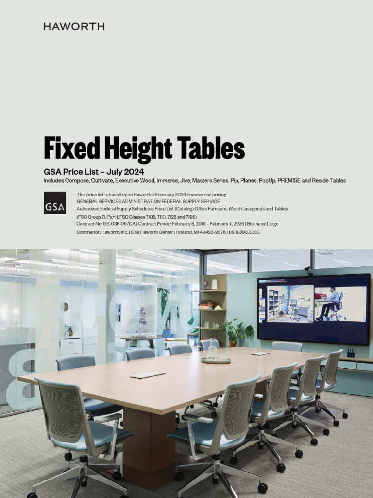 Tables Fixed Height Gsa Price List | PDF | General Services ...