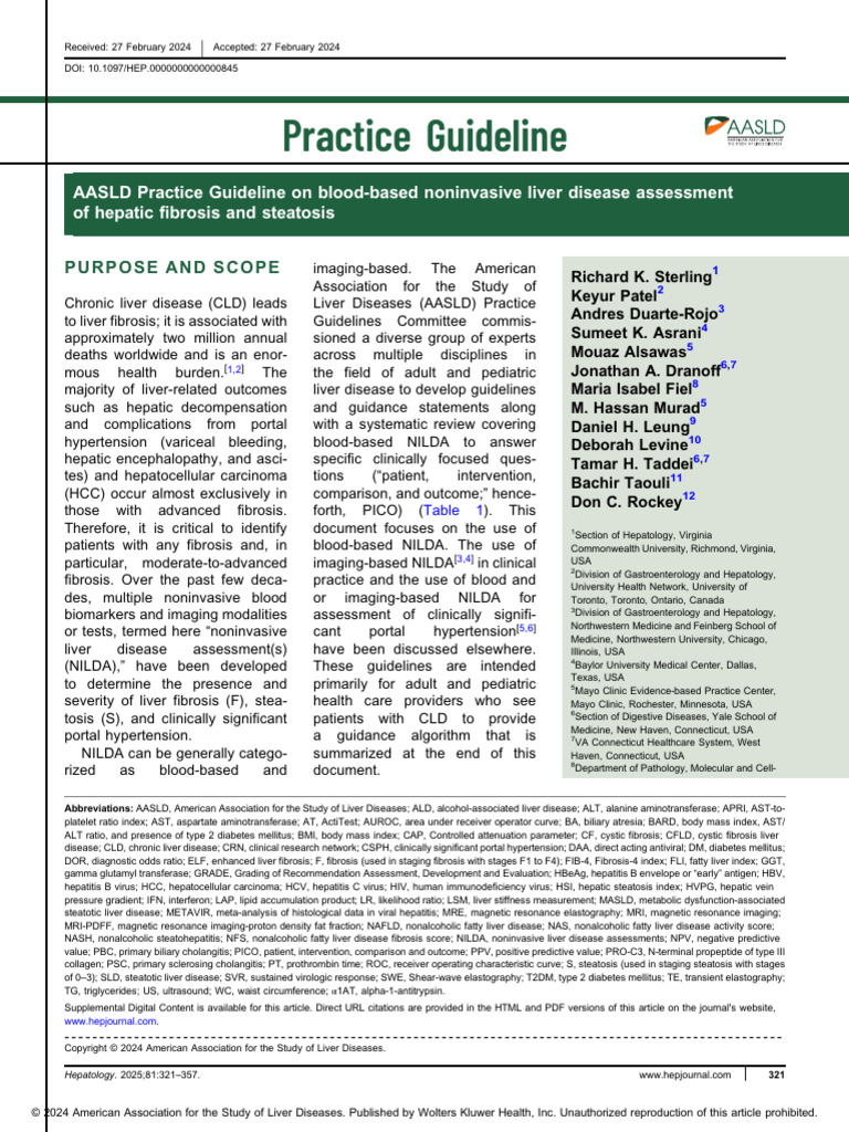 Aasld Practice Guideline On Blood Based.29 | PDF | Cirrhosis | Hepatitis