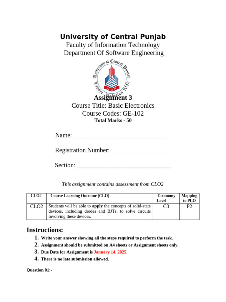Assignmnt #03 Basic Electronics | PDF | Rectifier | Diode