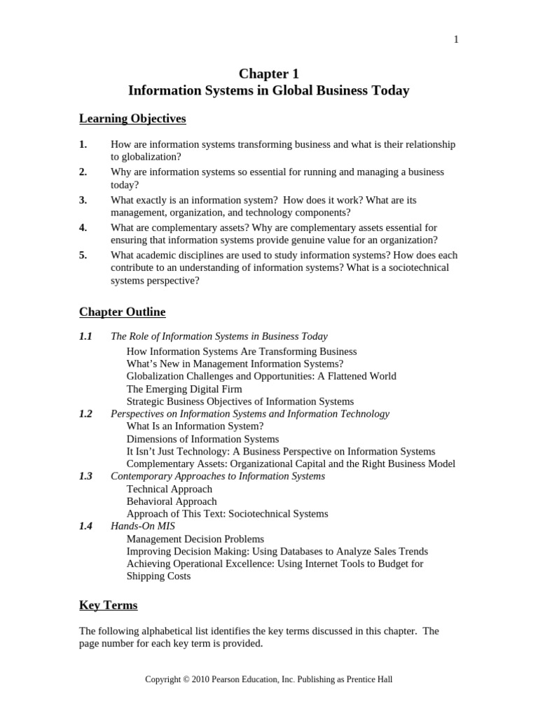 Laudon 12e Chapter 1 Objectives | PDF | System | Information