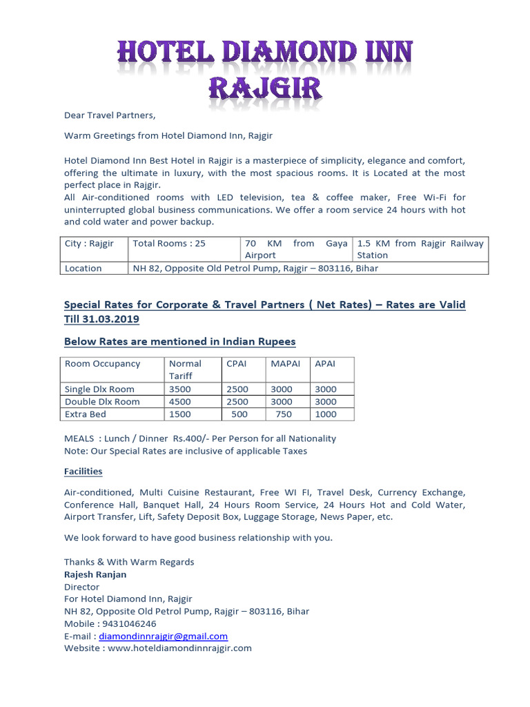 Diamond Inn Tariff | PDF