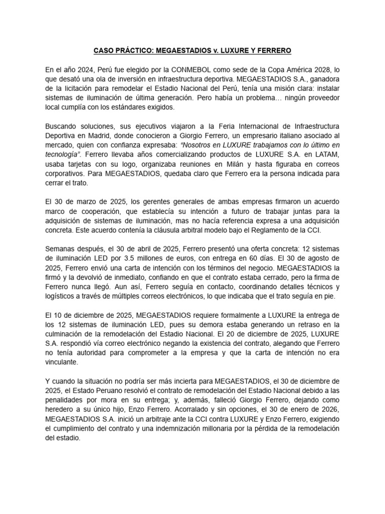 Caso Práctico Sil Estadio Nacional | PDF | Arbitraje