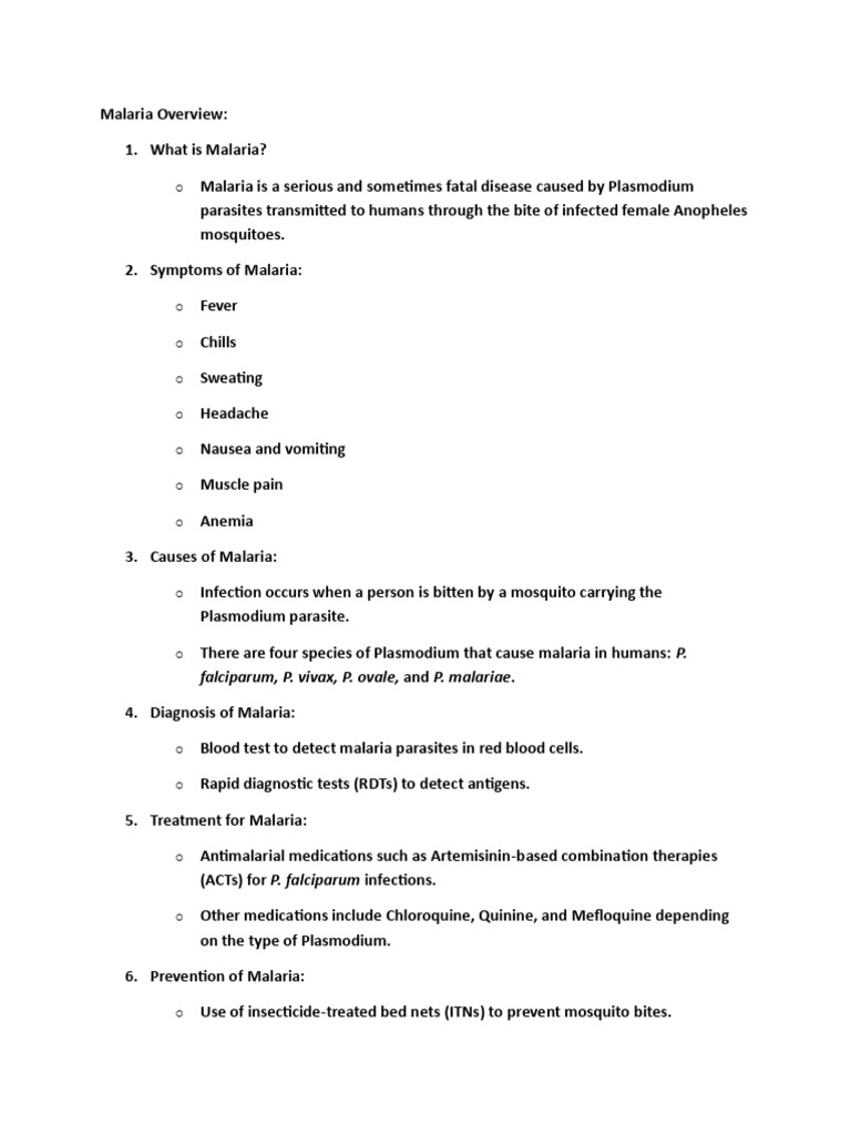 Malaria Overview | PDF
