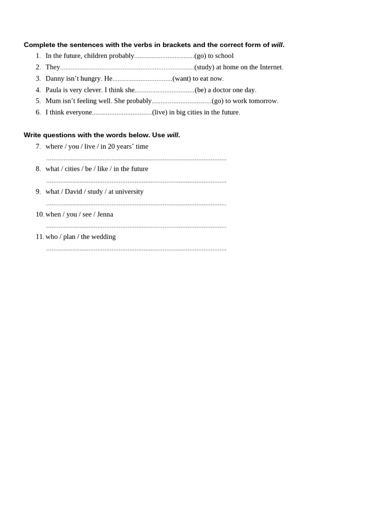 WILL, BE GOING TO and FIRST CONDITIONAL | PDF | Sentence (Linguistics ...