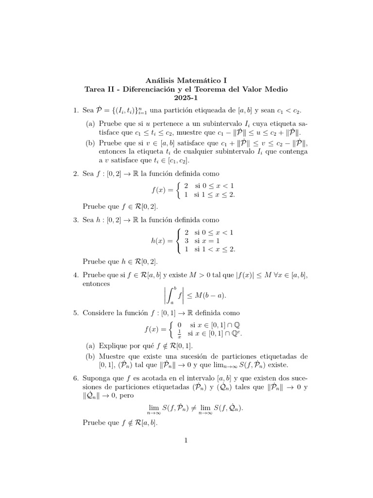 Tarea III La Integral de Riemann | PDF | Integral | Relaciones matematicas