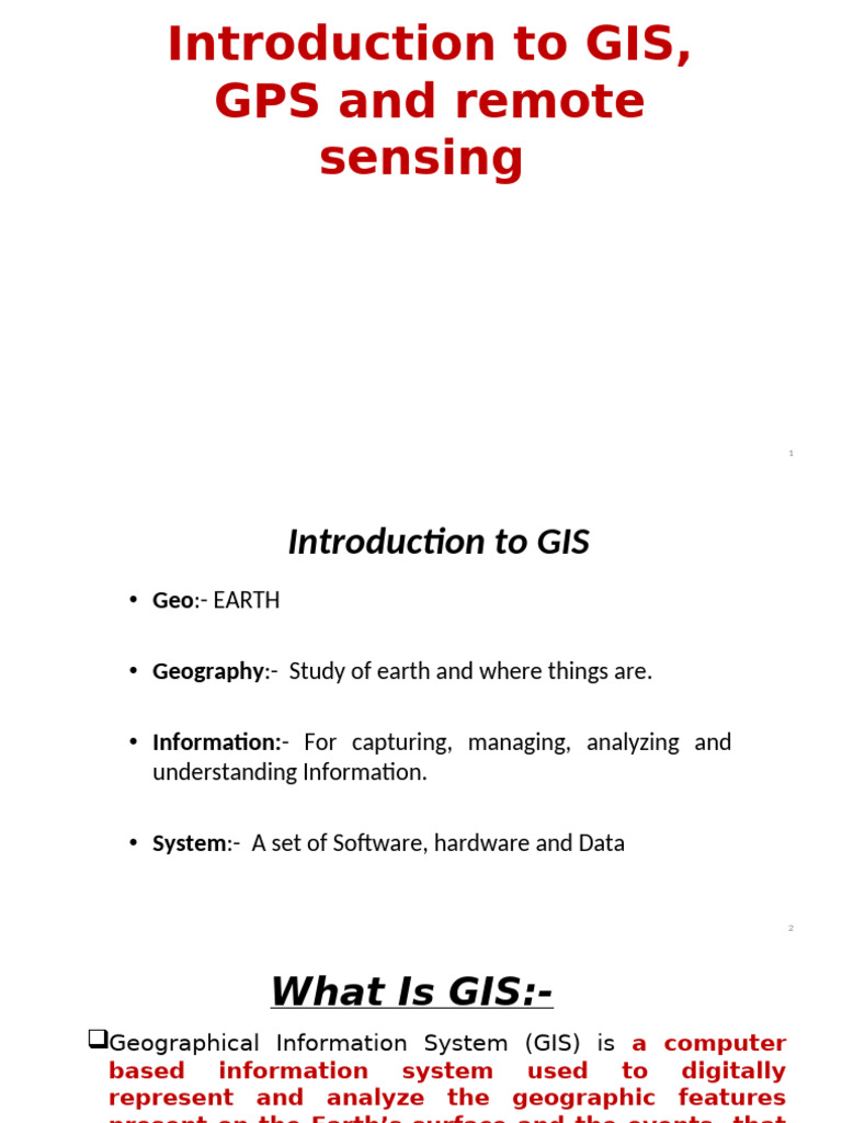 0 - Introduction To GIS, GPS and Remote Sensing 2 | PDF | Geographic Information System | Remote ...
