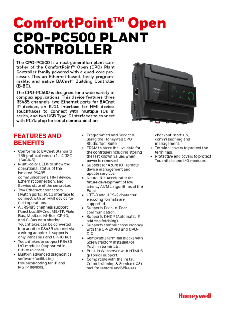 HBT Bms ComfortpointCPO PC500 Plantcontroller Datasheet | PDF | Usb ...