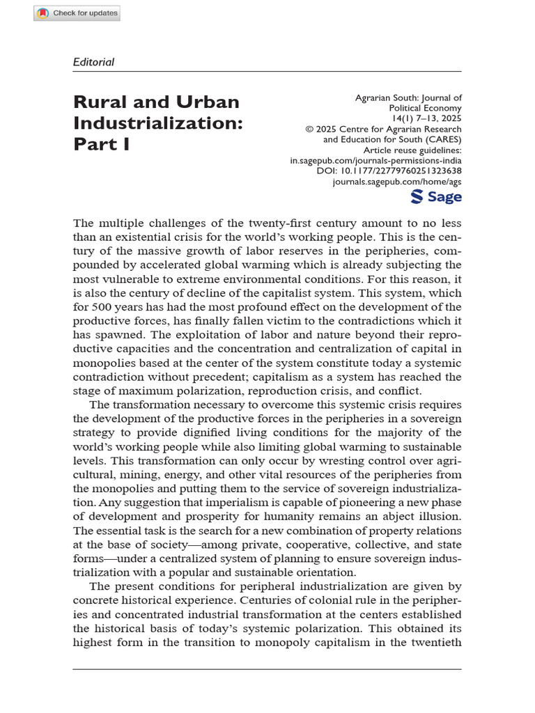 2025 Rural and Urban Industrialization Part I | PDF | Capitalism | Cold War