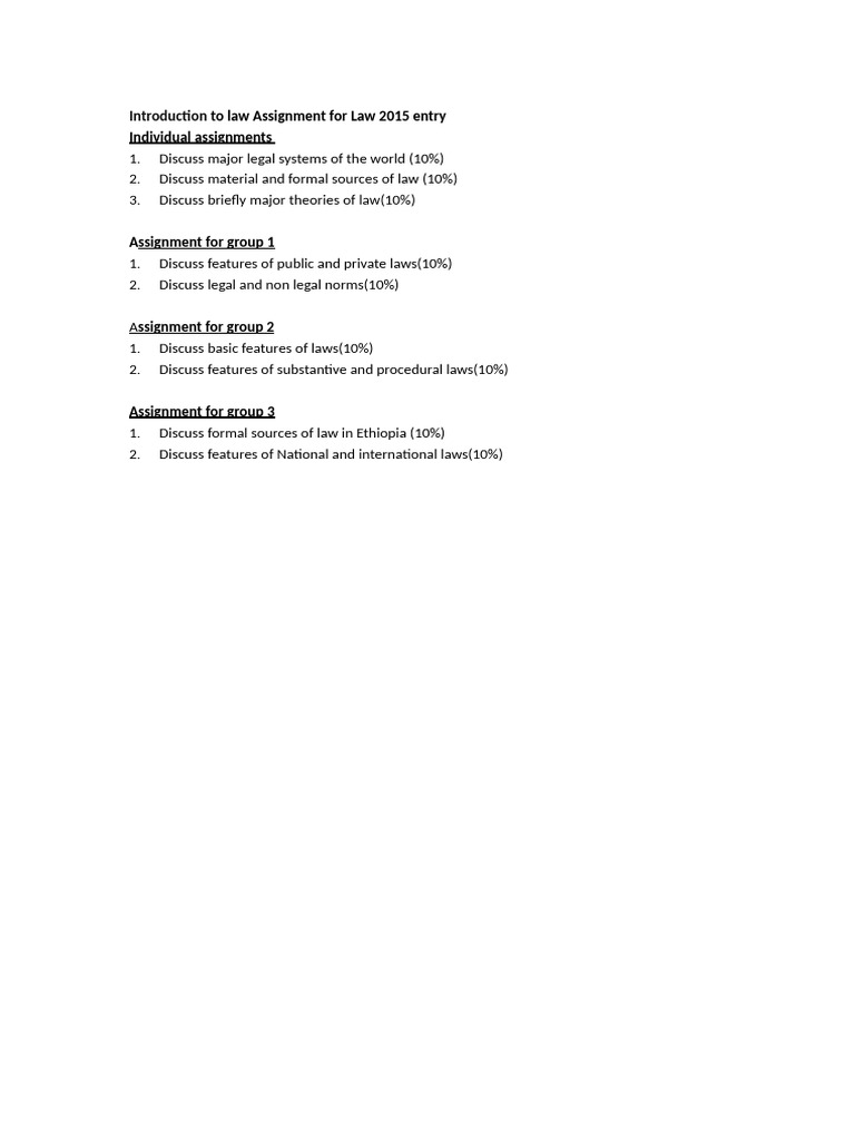 Law Assignment Overview for 2015 Entry | PDF