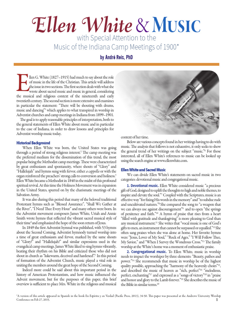 Ellen White and Music With Special Atten | PDF | Hymns | Seventh Day Adventist Church