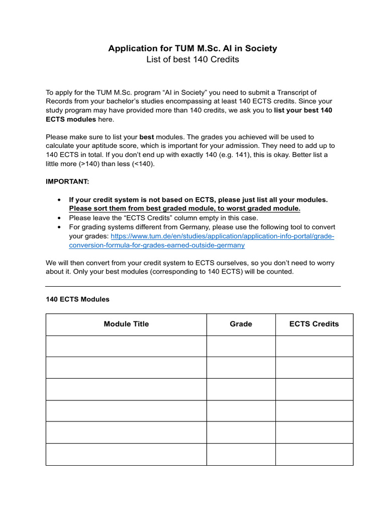 Best - Credits - Form - Ais Final | PDF