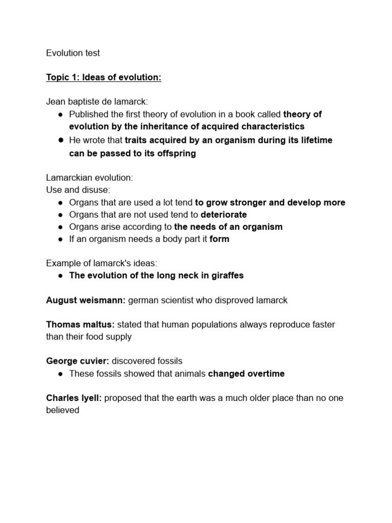 Evolution test | PDF | Natural Selection | Evolution