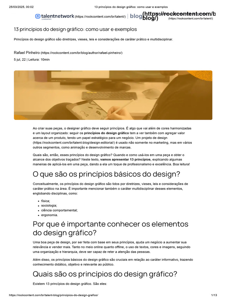 13 Princípios Do Design Gráfico - Como Usar e Exemplos | PDF | Cor | Esboço