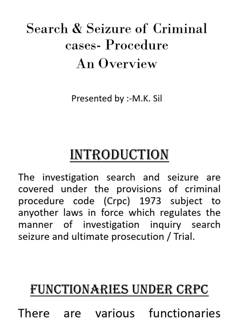 Search & Seizure Procedures in Criminal Law | PDF | Search Warrant ...