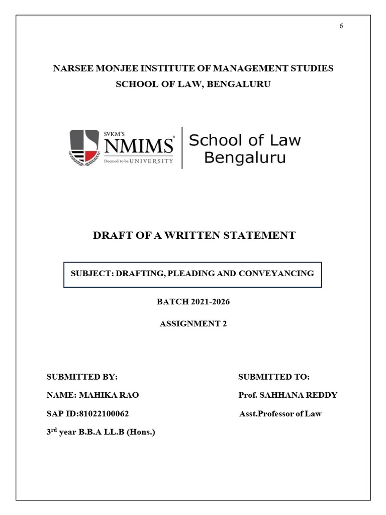 Written Statement Sample | PDF | Contractual Term | Lawsuit