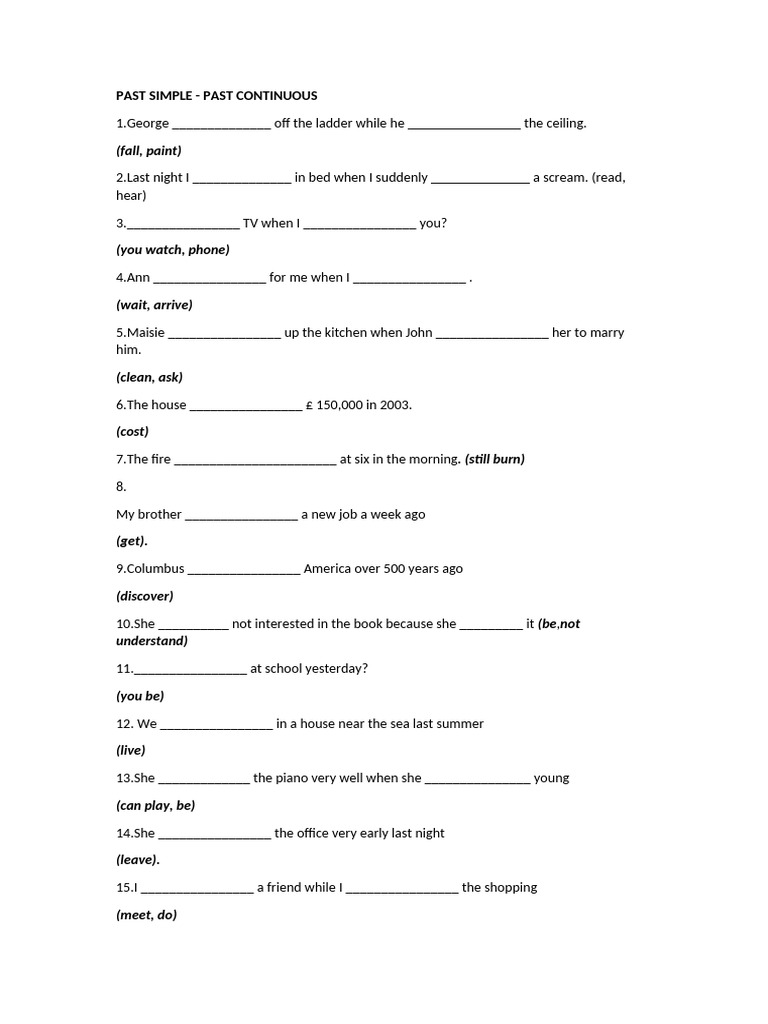 PAST SIMPLE-PAST CONT Exercise | PDF