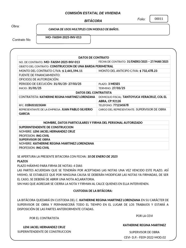 NOTAS DE BITACORA | PDF