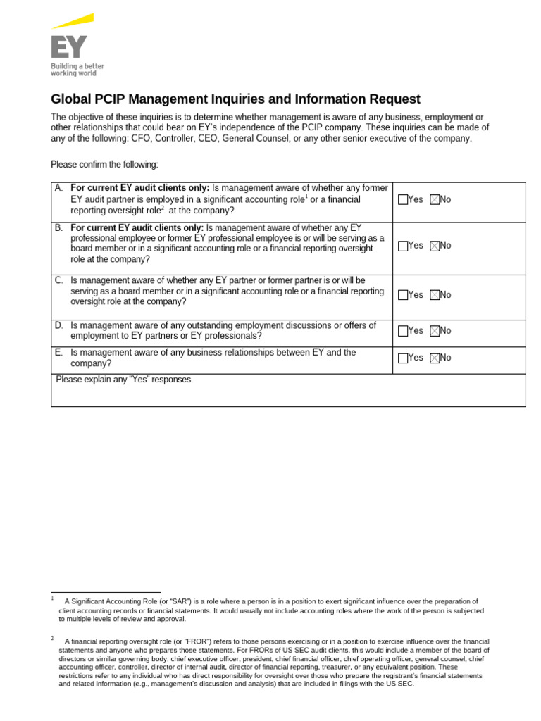 PCIP Audit Management Inquiries | PDF | Audit | Chief Financial Officer