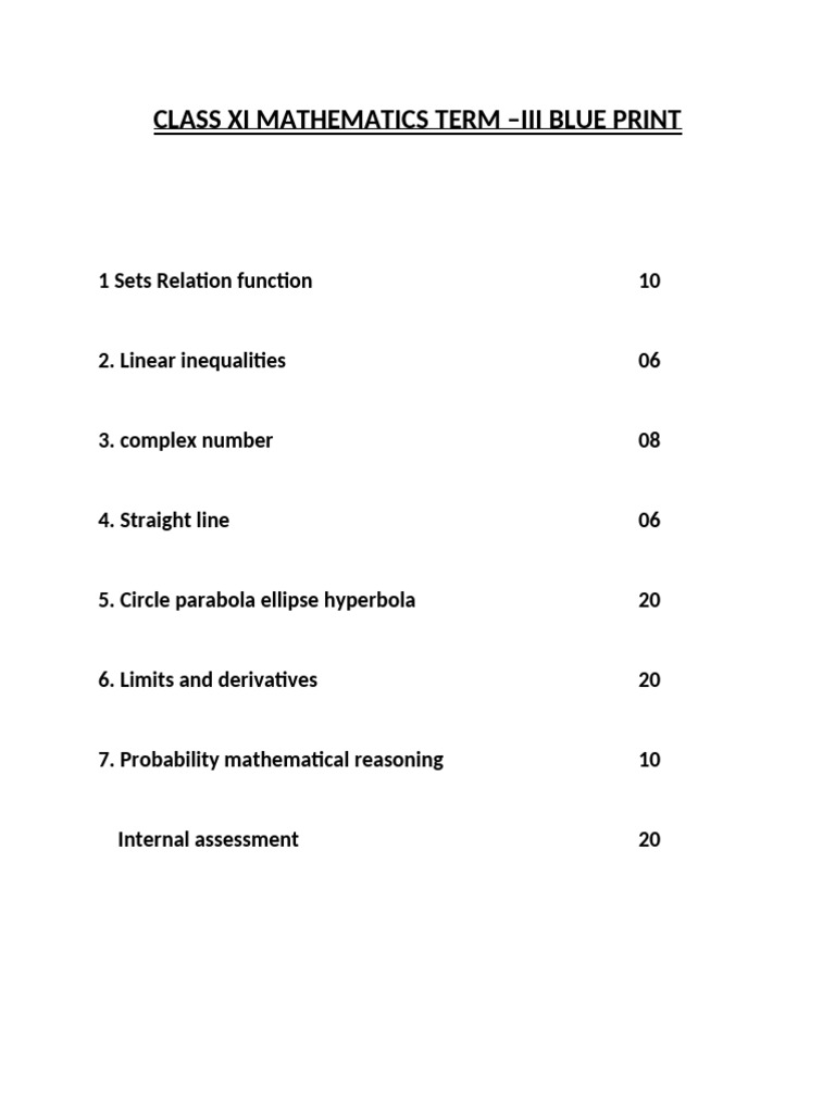 Class Xi Mathematics Term (1) | PDF