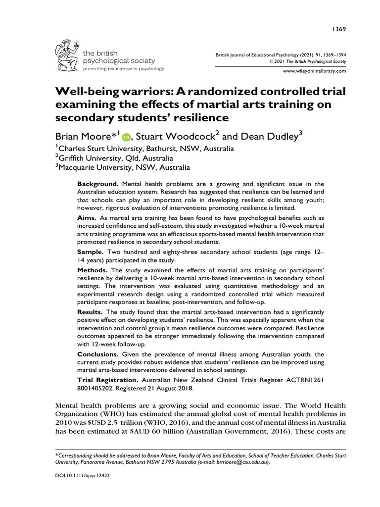 Well Being Warriors Martial Arts Training and Resilience | PDF | Psychological Resilience ...