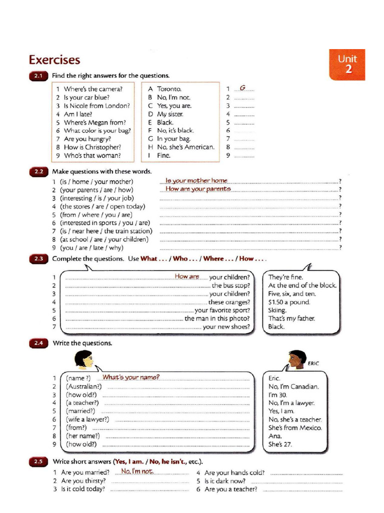 Verb To Be - Exercises | PDF