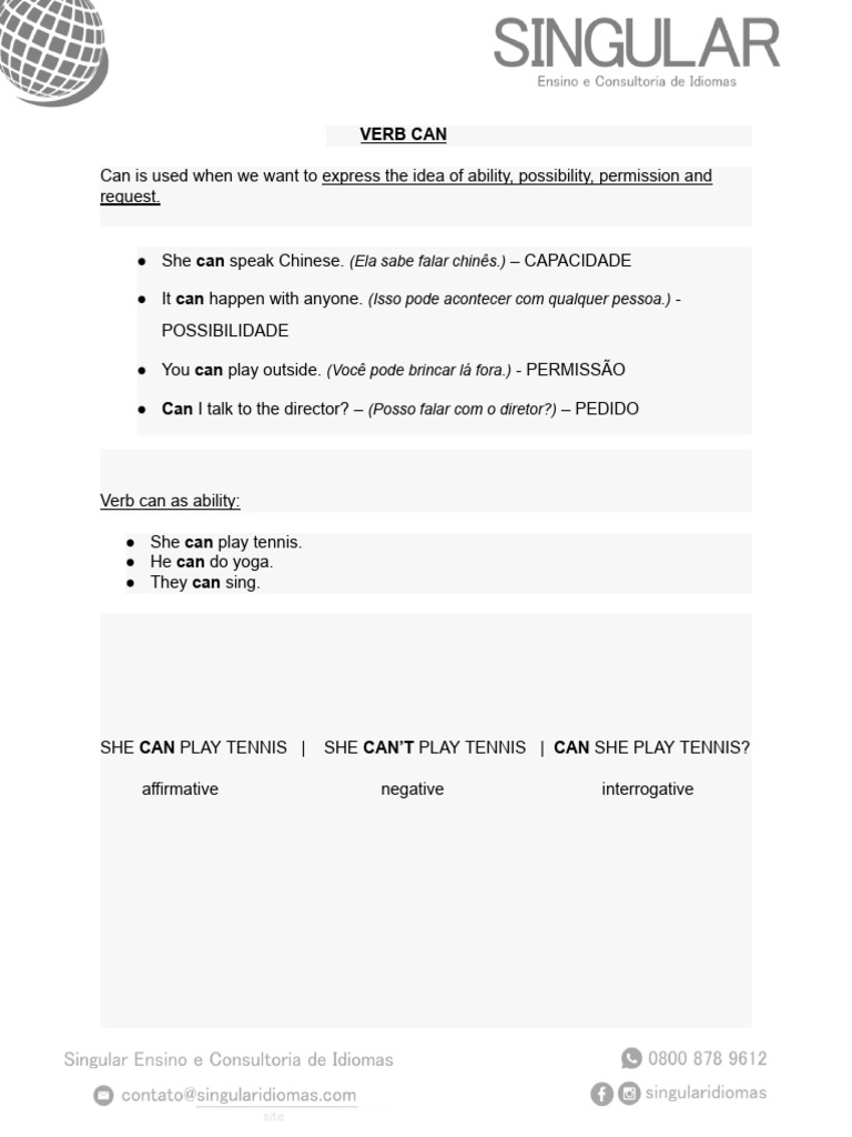Understanding the Verb "Can" | PDF