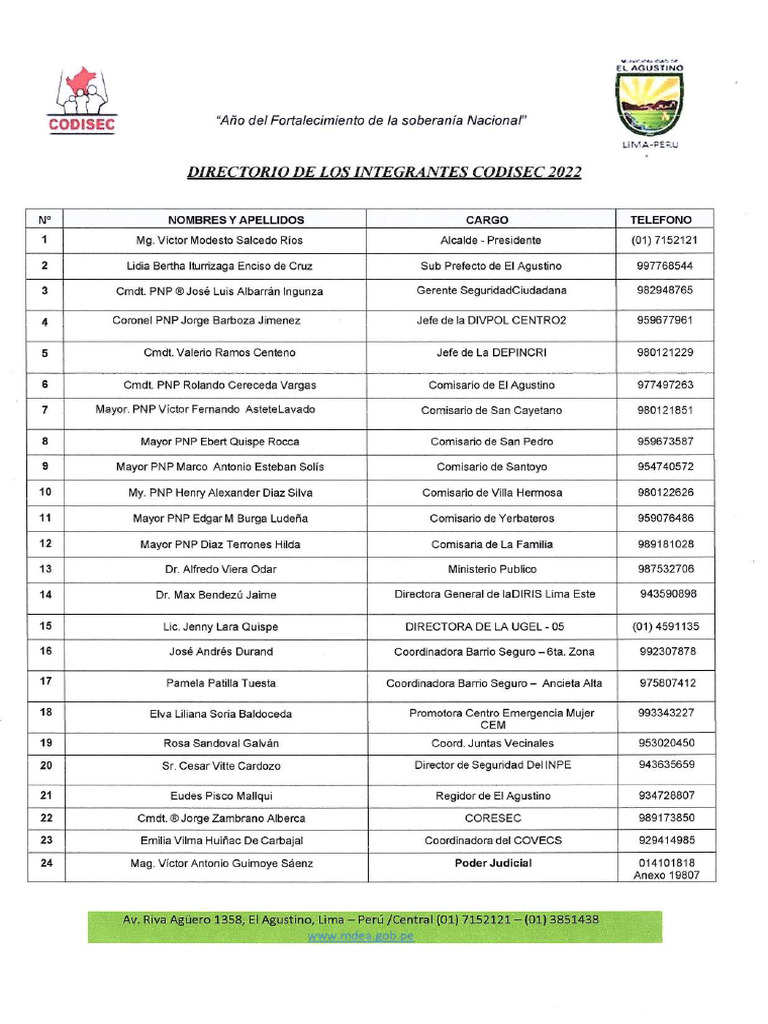 Directorio Del Codisec 2022 | PDF