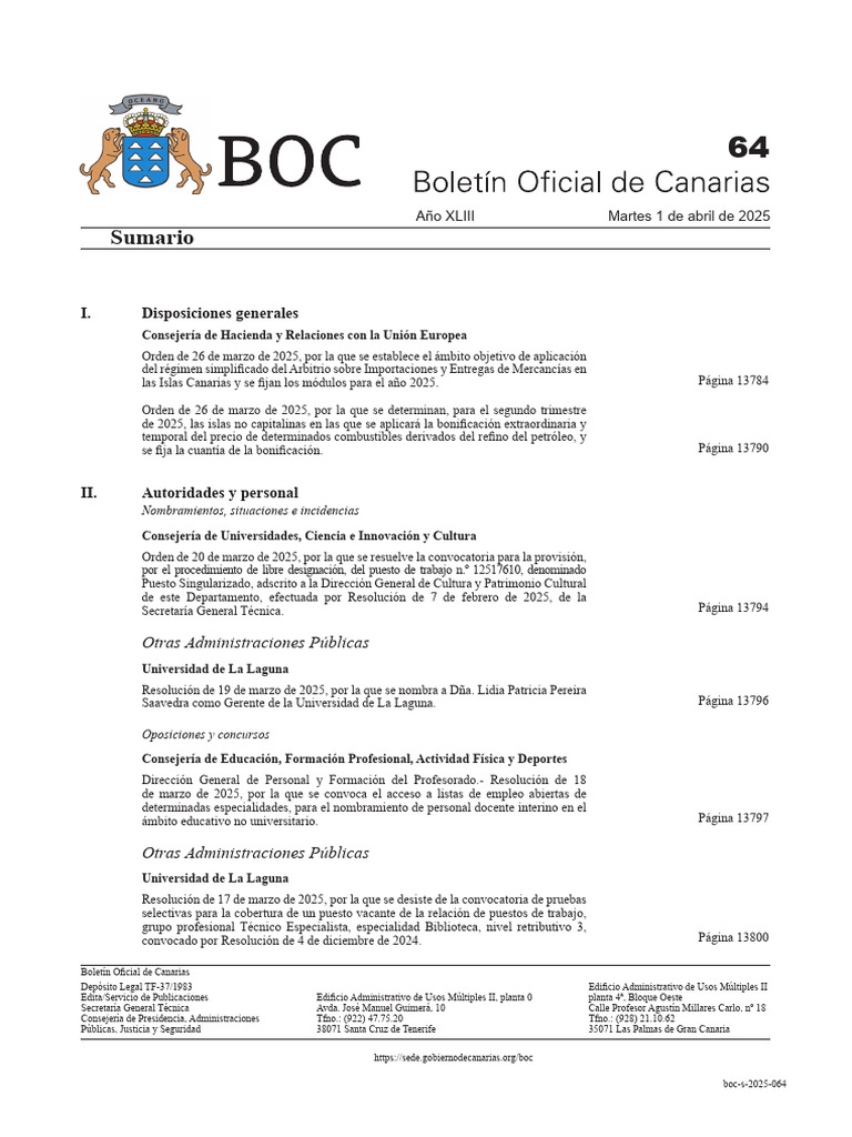 boc-s-2025-064 | PDF | Islas Canarias