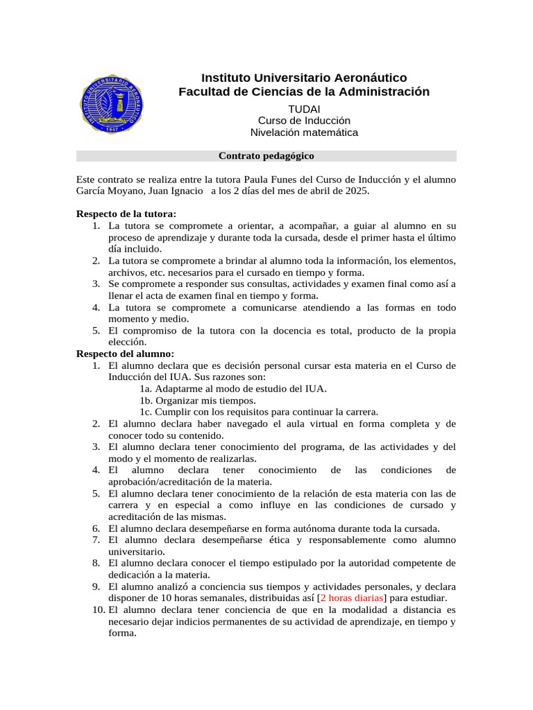 MNM AV Contrato Padagogico 1 1 | PDF | Aprendizaje