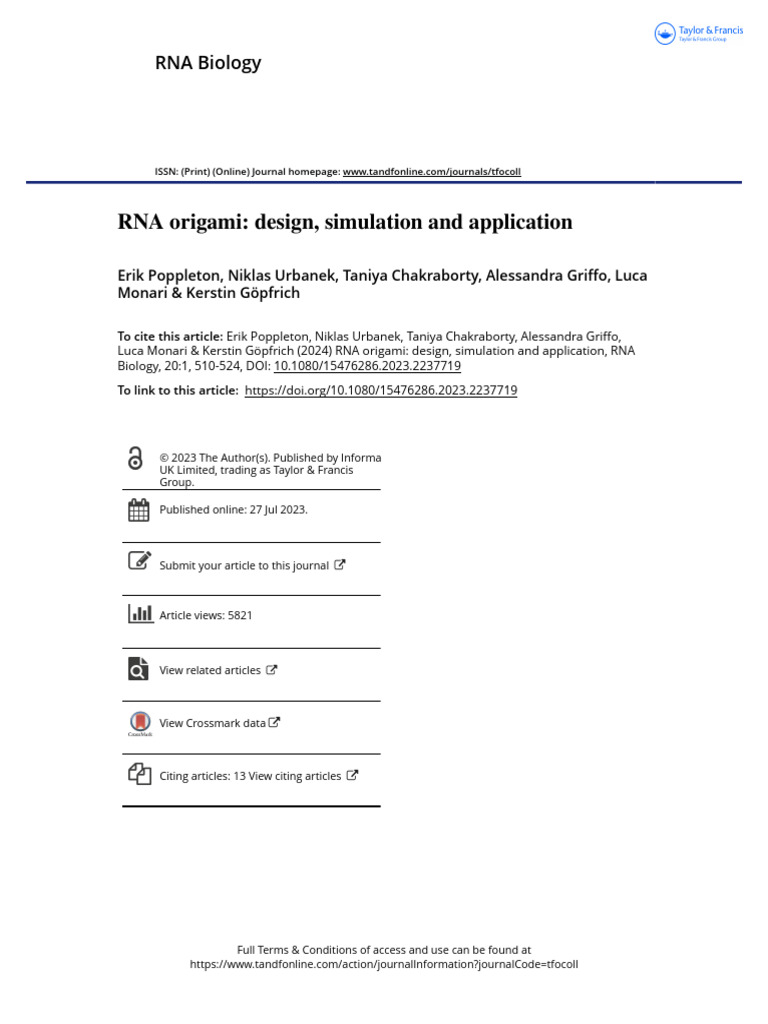 RNA Origami Design Simulation and Application | PDF | Dna | Rna