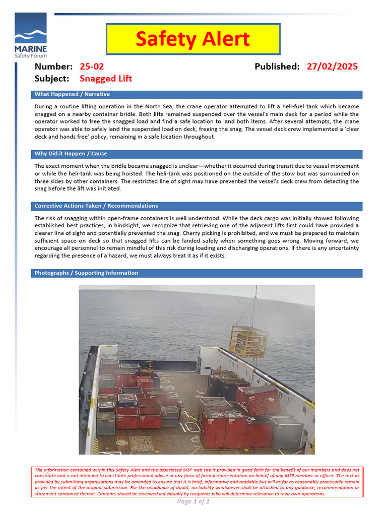 MSF Safety Alert 25.02 | PDF | Crane (Machine)