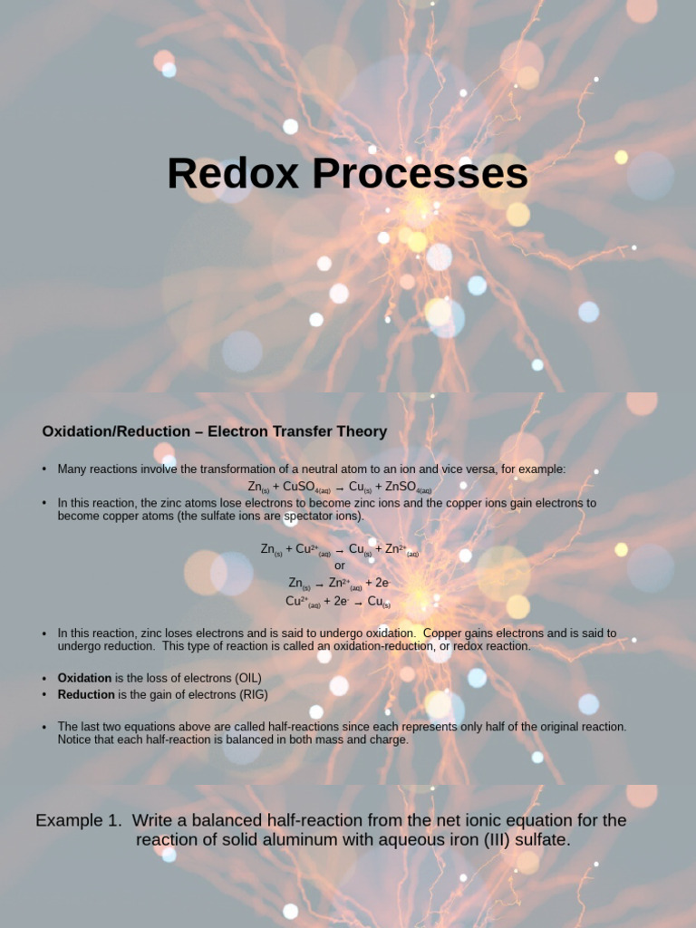 Redox Processes New Curriculum - Student | PDF | Redox | Anode